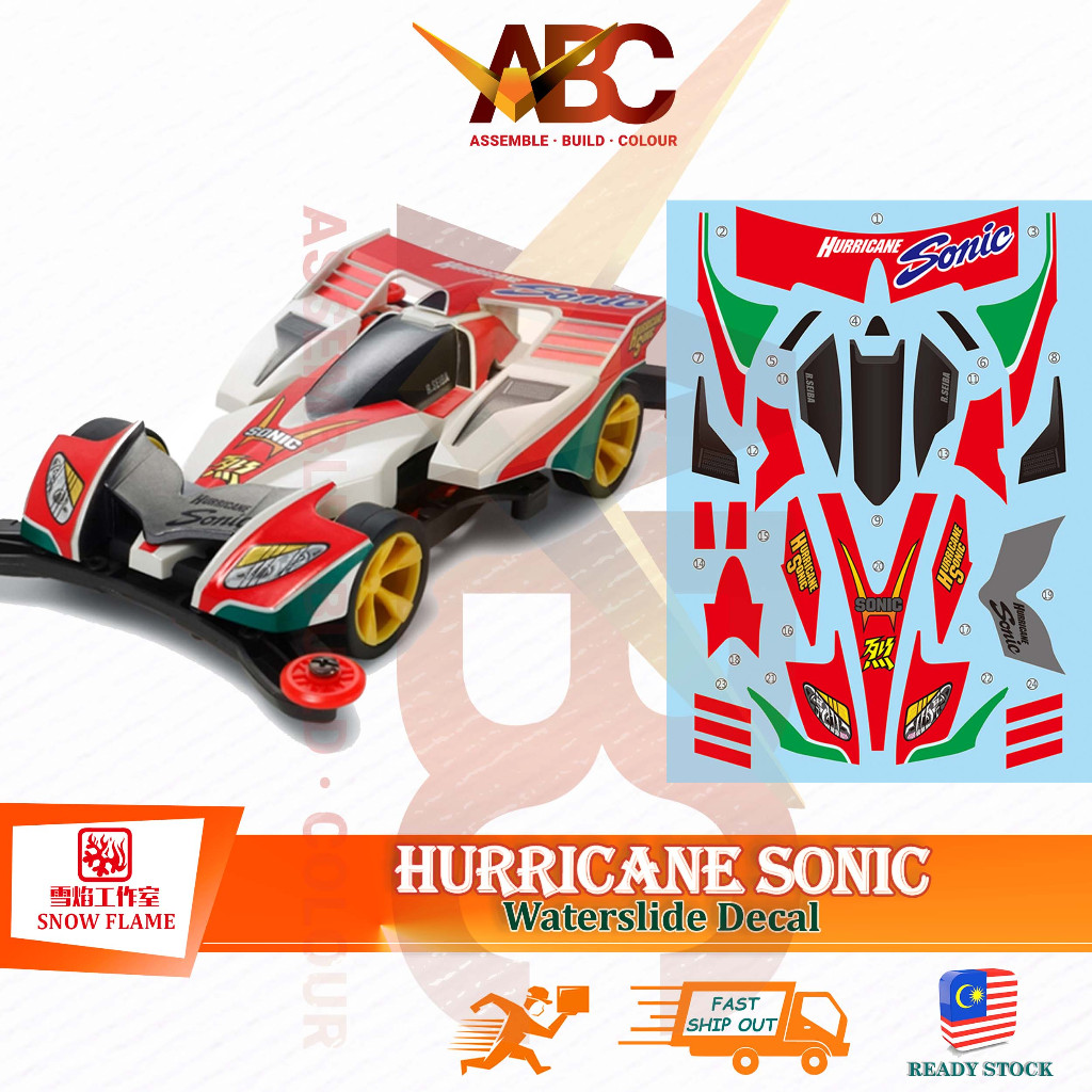 (Snow Flame) Waterslide Decal - Hurricane Sonic Fully Cowled Mini 4WD ...
