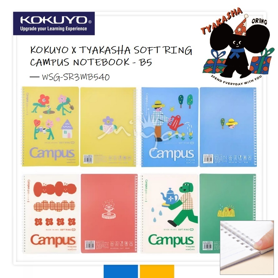 KOKUYO X TYAKASHA SOFT RING CAMPUS NOTEBOOK - B5 - DOTTED RULE 8MM LINE ( 40 SHEETS ) | Shopee ...