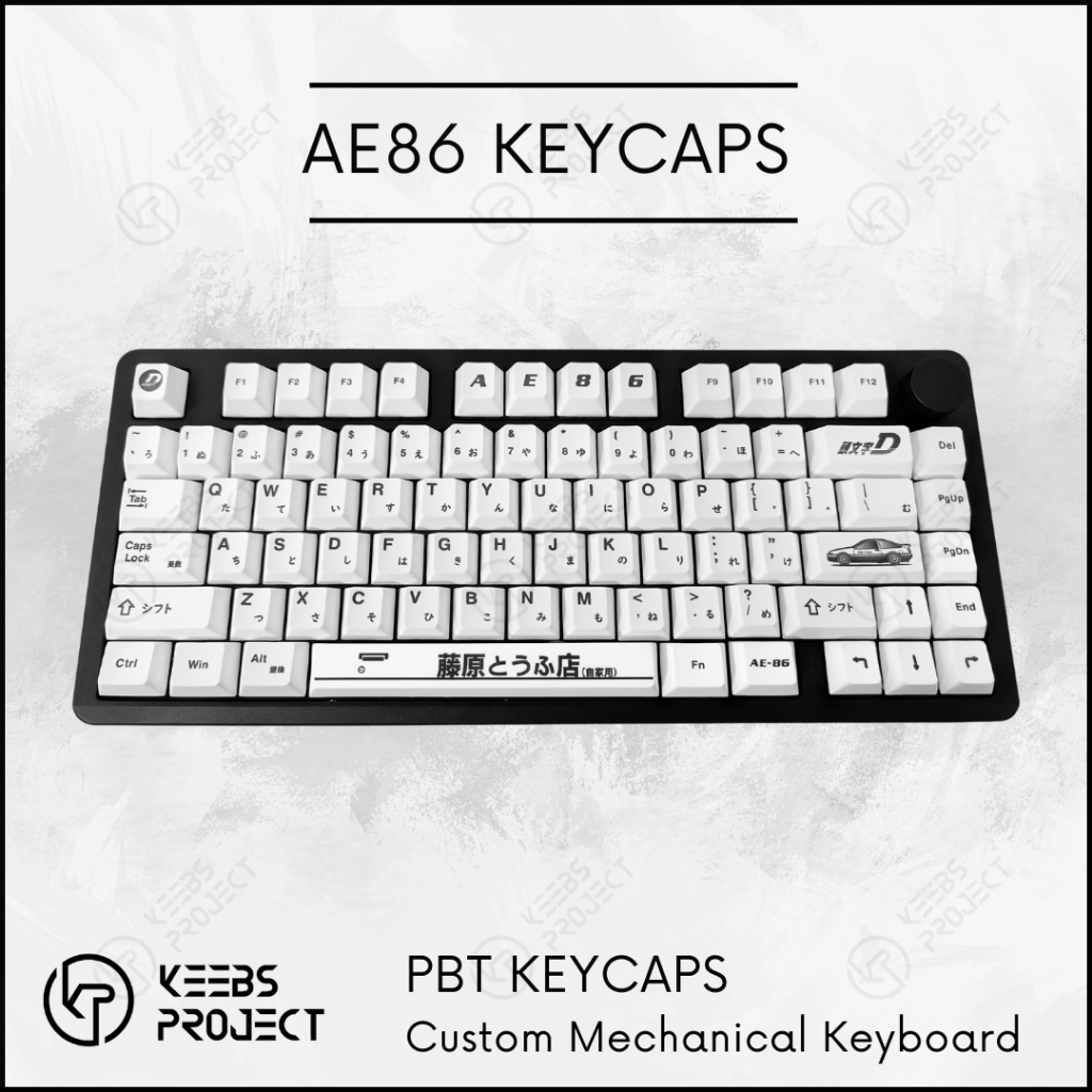 AE86 PBT keycaps Dye-Sub White on Black BOW WOB keycaps for Mechanical ...
