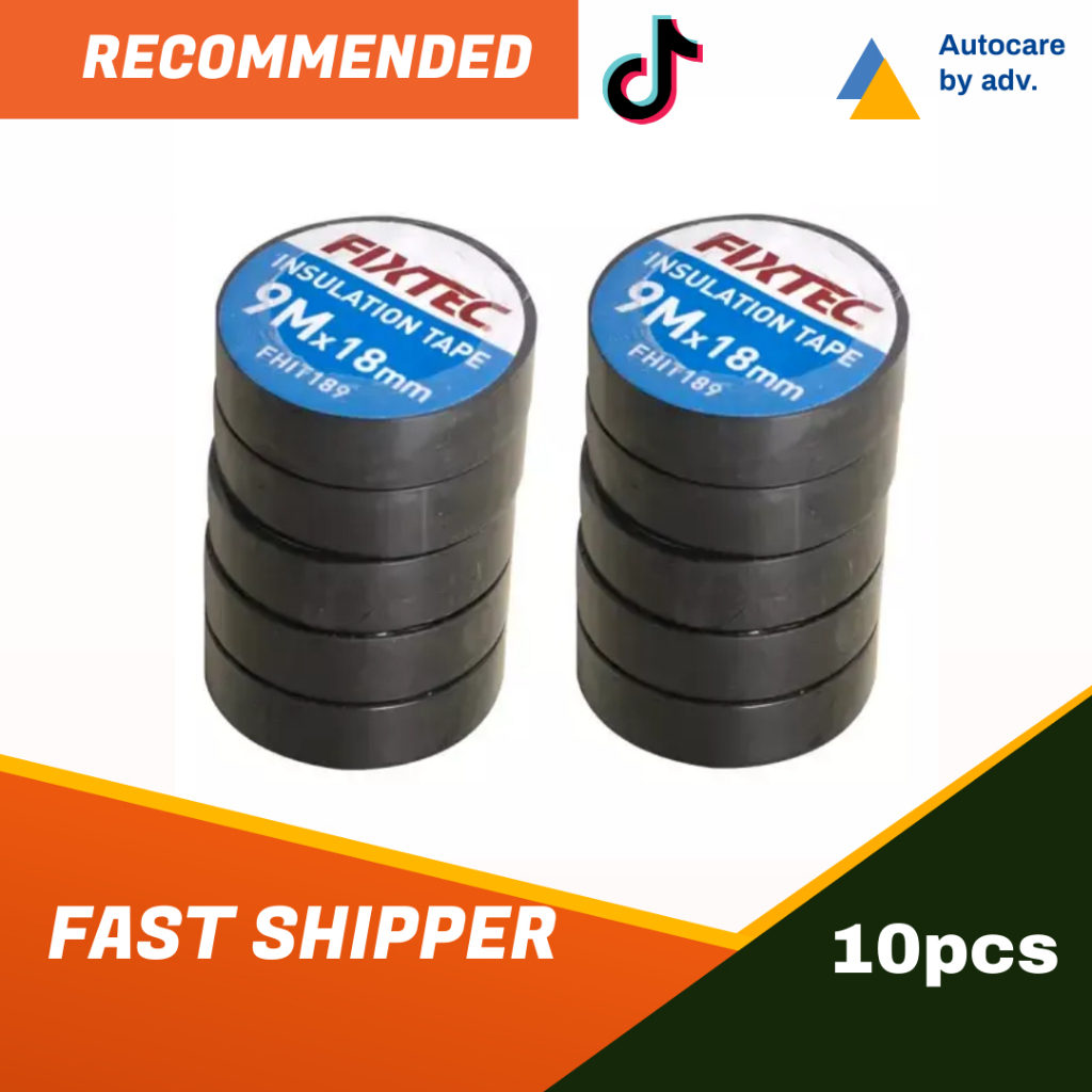 SUPER STRONG PVC TAPE Black PVC Insulation Tape Strong 18mm x 5m (10PCS ...