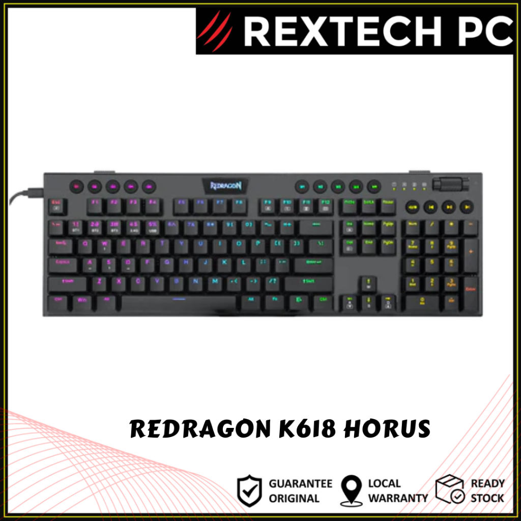 REDRAGON K618 Horus Wireless RGB Low Profile Red Switch Mechanical ...