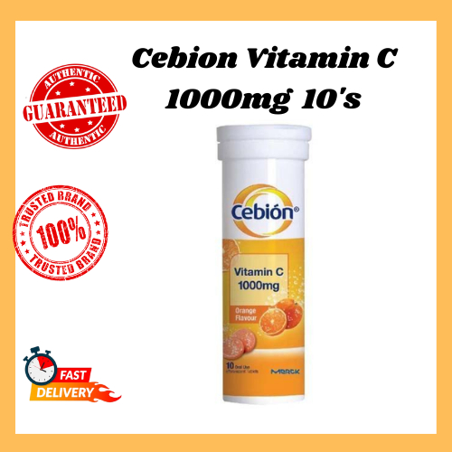 Cebion Vitamin C 1000mg Effervescent Orange Flavor 10's / 40's | Shopee ...