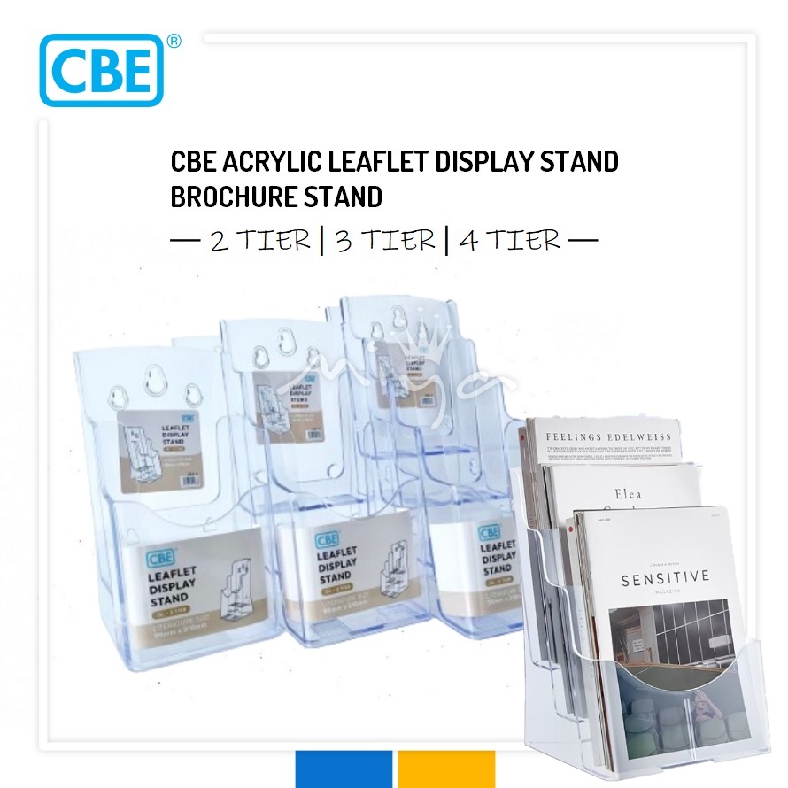 CBE ACRYLIC LEAFLET DISPLAY STAND BROCHURE STAND - 2 TIER / 3 TIER / 4 ...