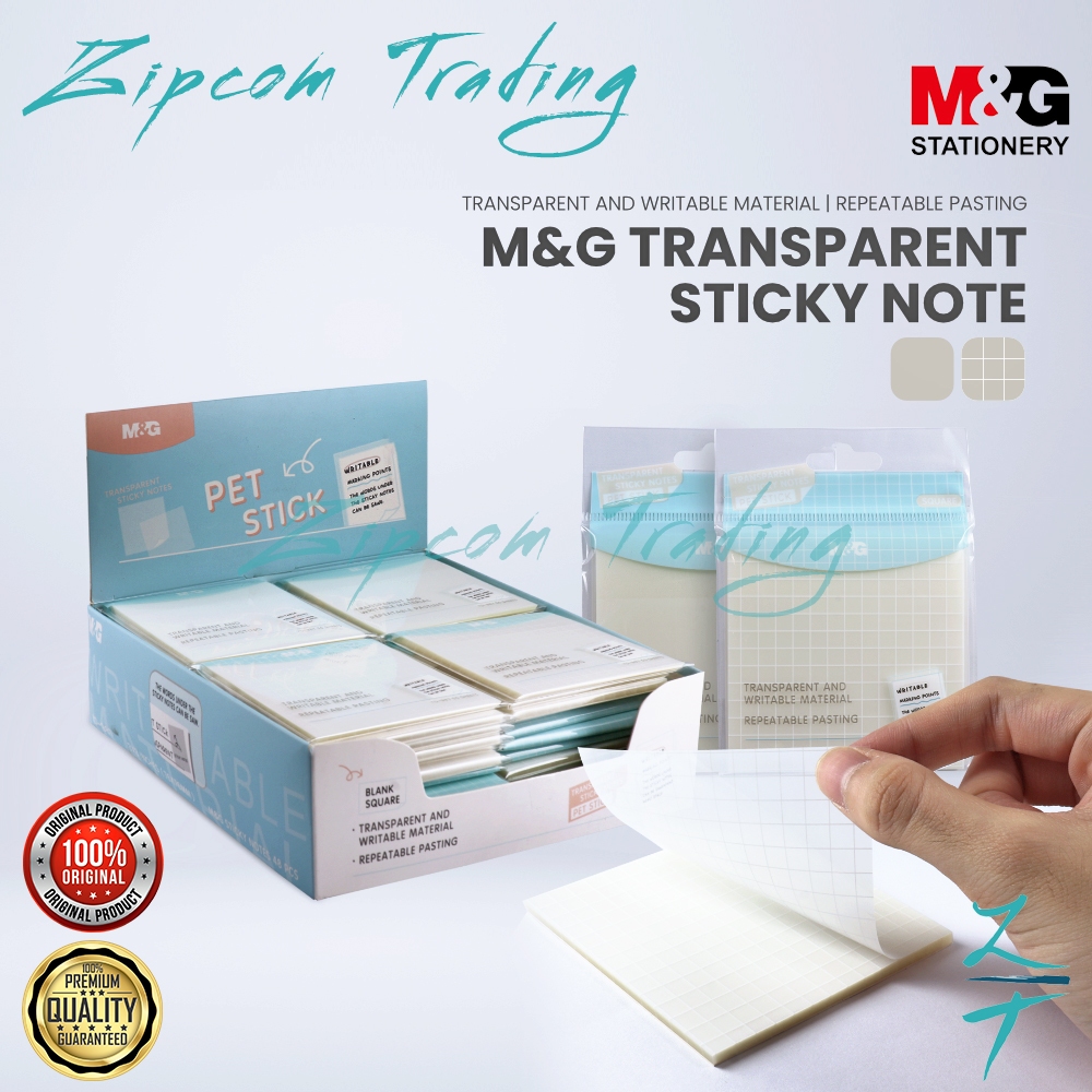 M&G Pet Stick Transparent Sticky Note YD-987 (3" x 3" X 50 Sheets) | Shopee Philippines