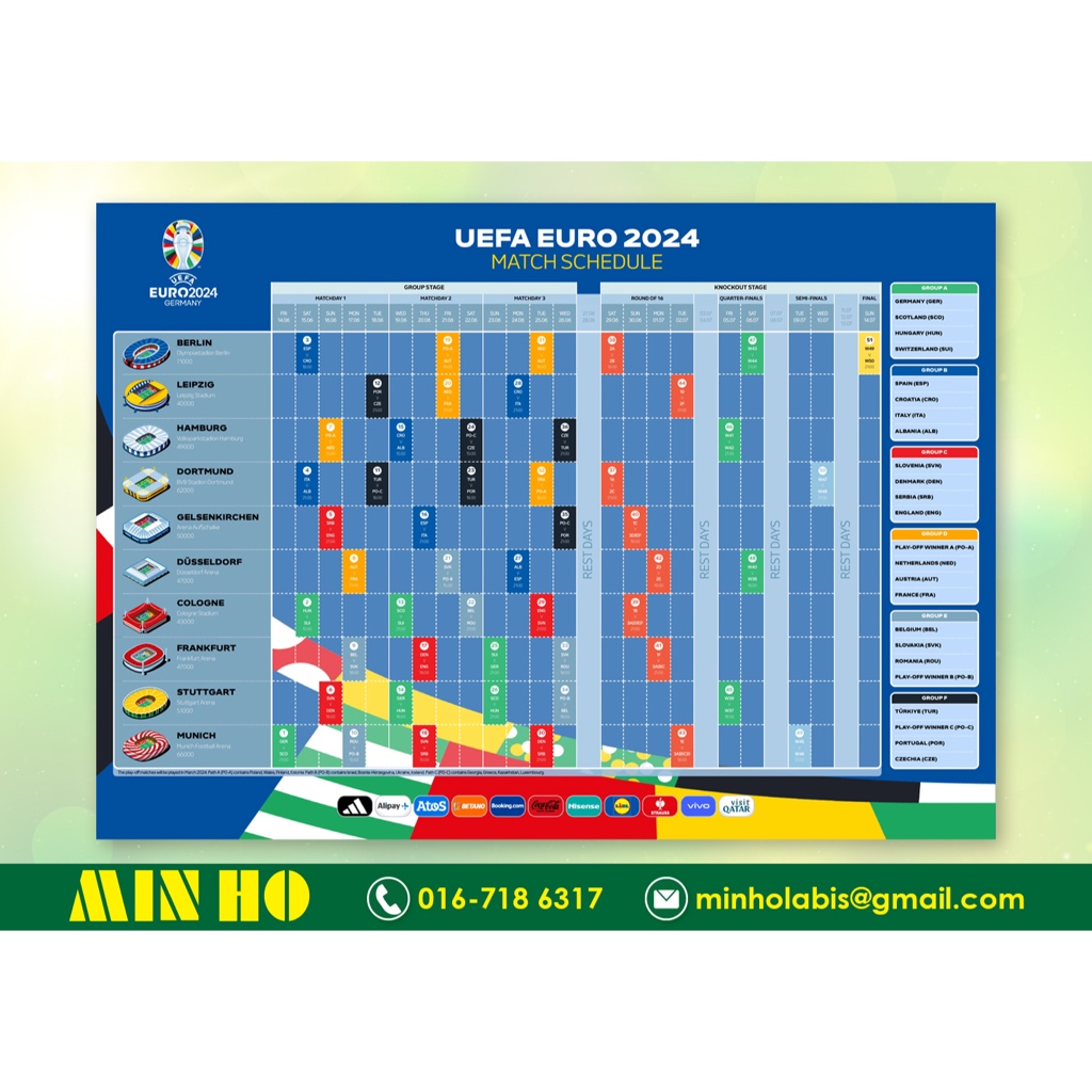 Euro Cup 2024 Official Match Schedule - A2 Size | Shopee Philippines