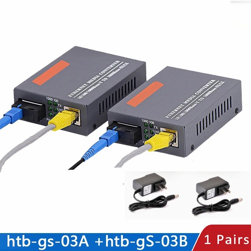 NetLINK Gigabit Media Converter HTB-GS-03 (A/B) Fiber Optic 20KM Single-mode Single-fiber WDM ...