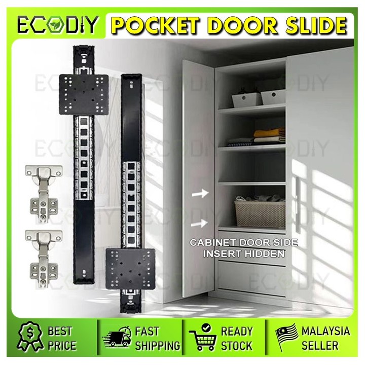 ECODIY Conceal Invisible Folding Pocket Slide Pivot Door Rail Hardware ...