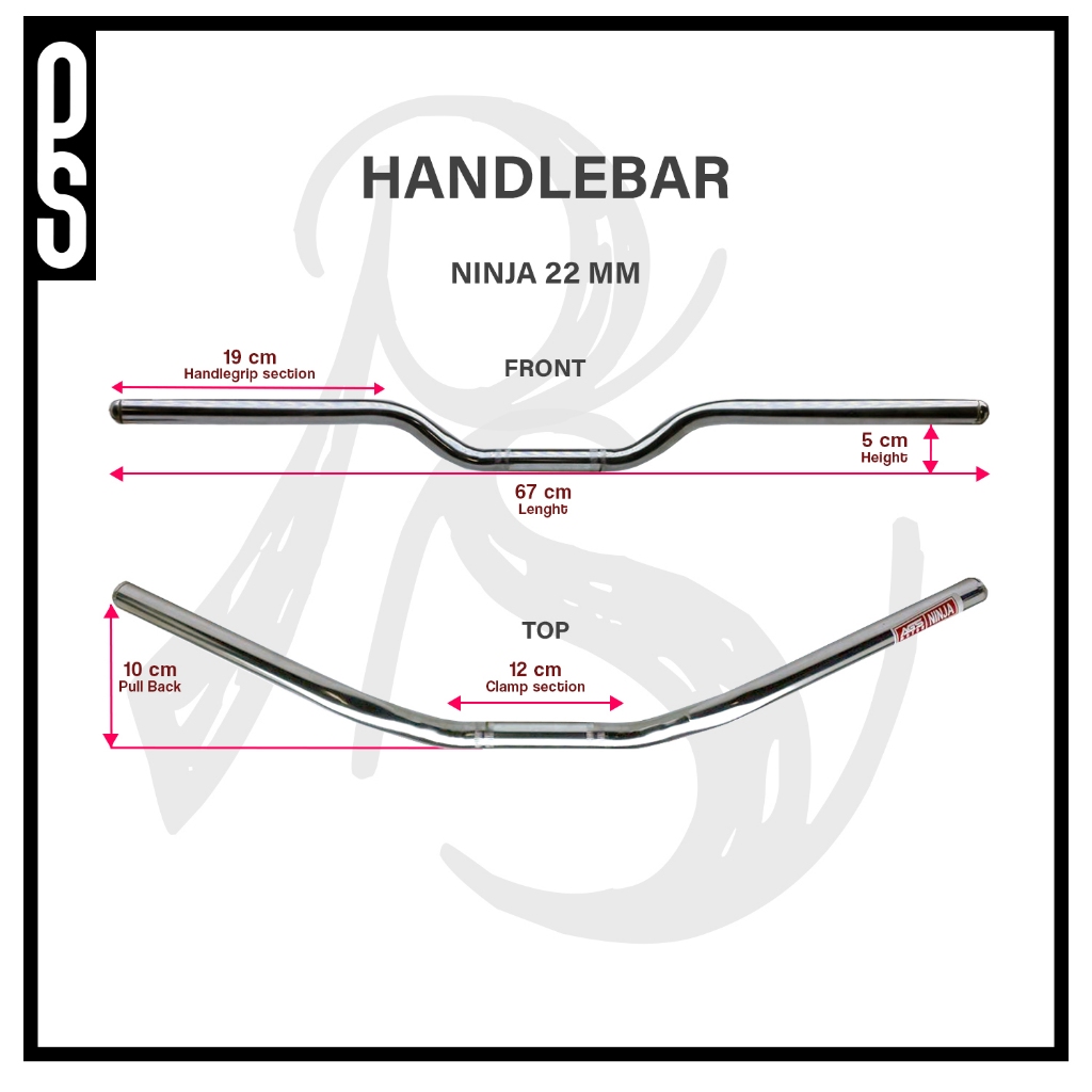 Handlebar Ninja Motorcycle 22mm / 7/8" Universal Custom Motorcycle Cafe ...