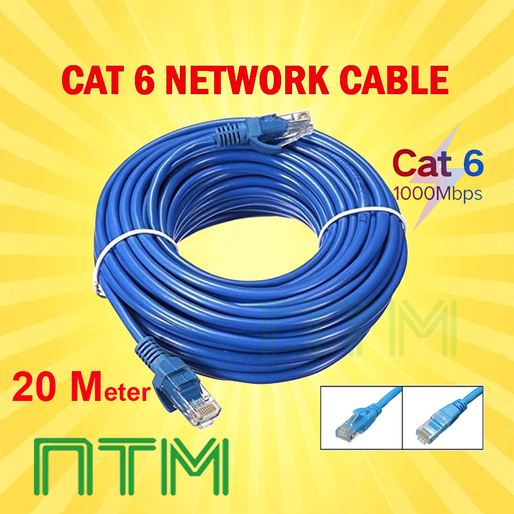 RJ45 CAT 6 / CAT6 Ethernet LAN Network Patch Cable 10M 20M | Shopee ...