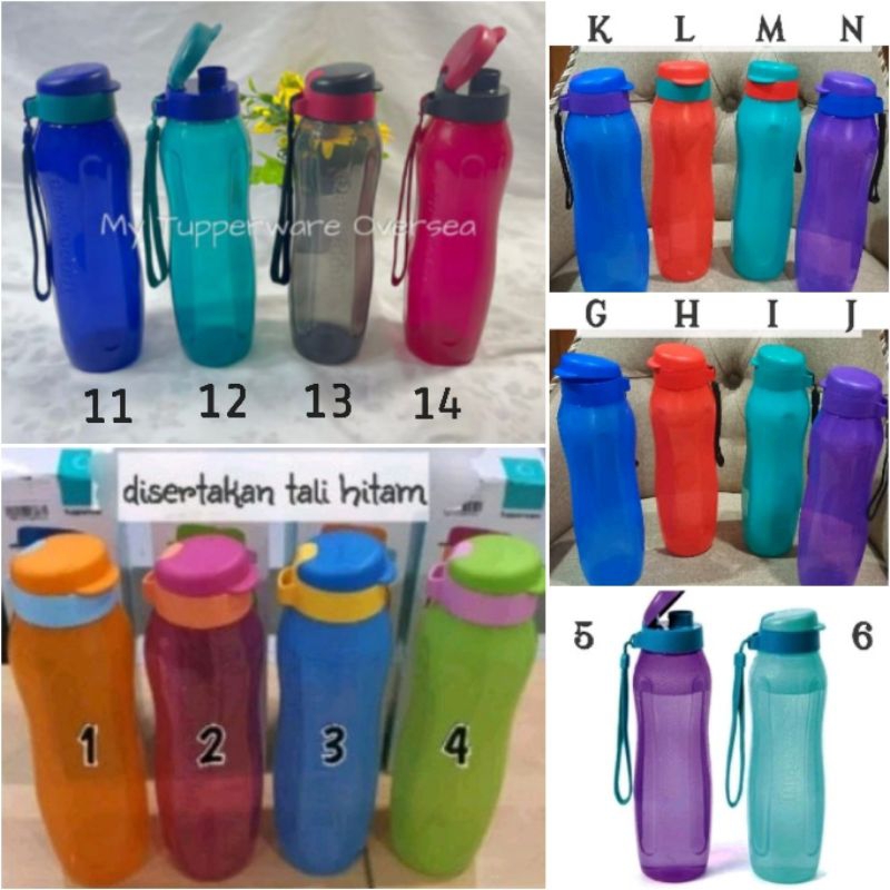 Tupperware Eco slim fashion botol bottle 1 liter Slim 1L with strap ...