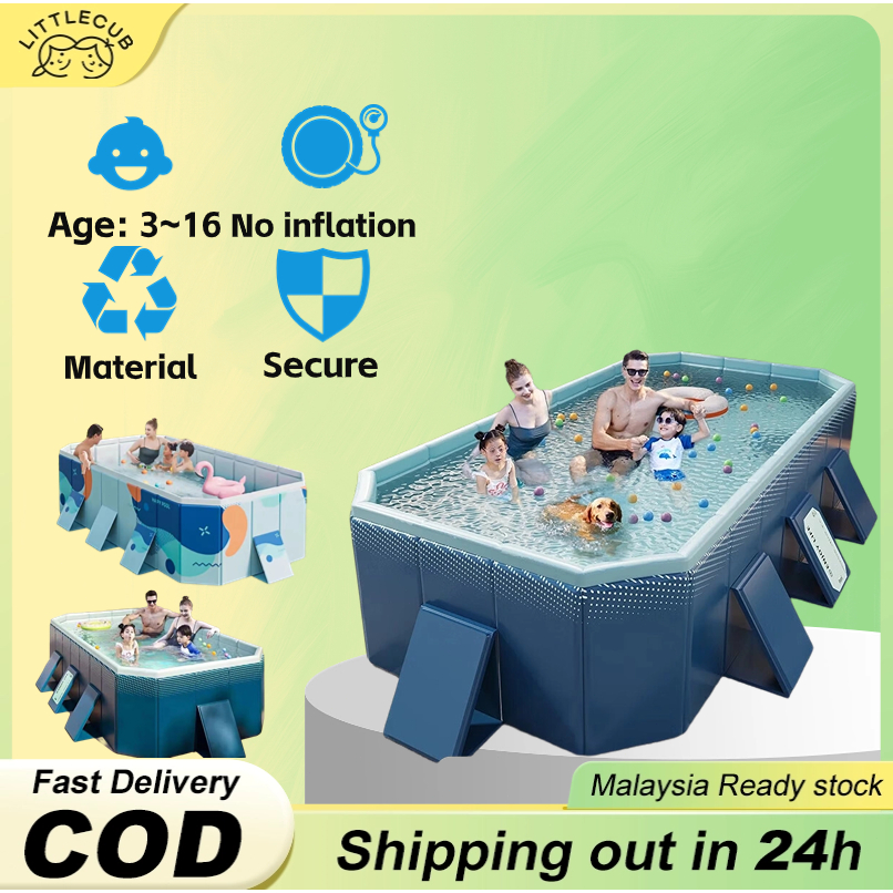 Foldable Swimming Pool For Kids & Family Rectangle kolam mandi besar ...