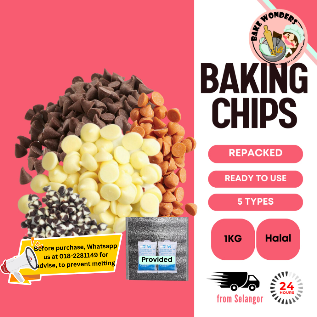 (1KG) Premium Dark Compound Chips/ White Chocolate Chip/ Butterscotch ...