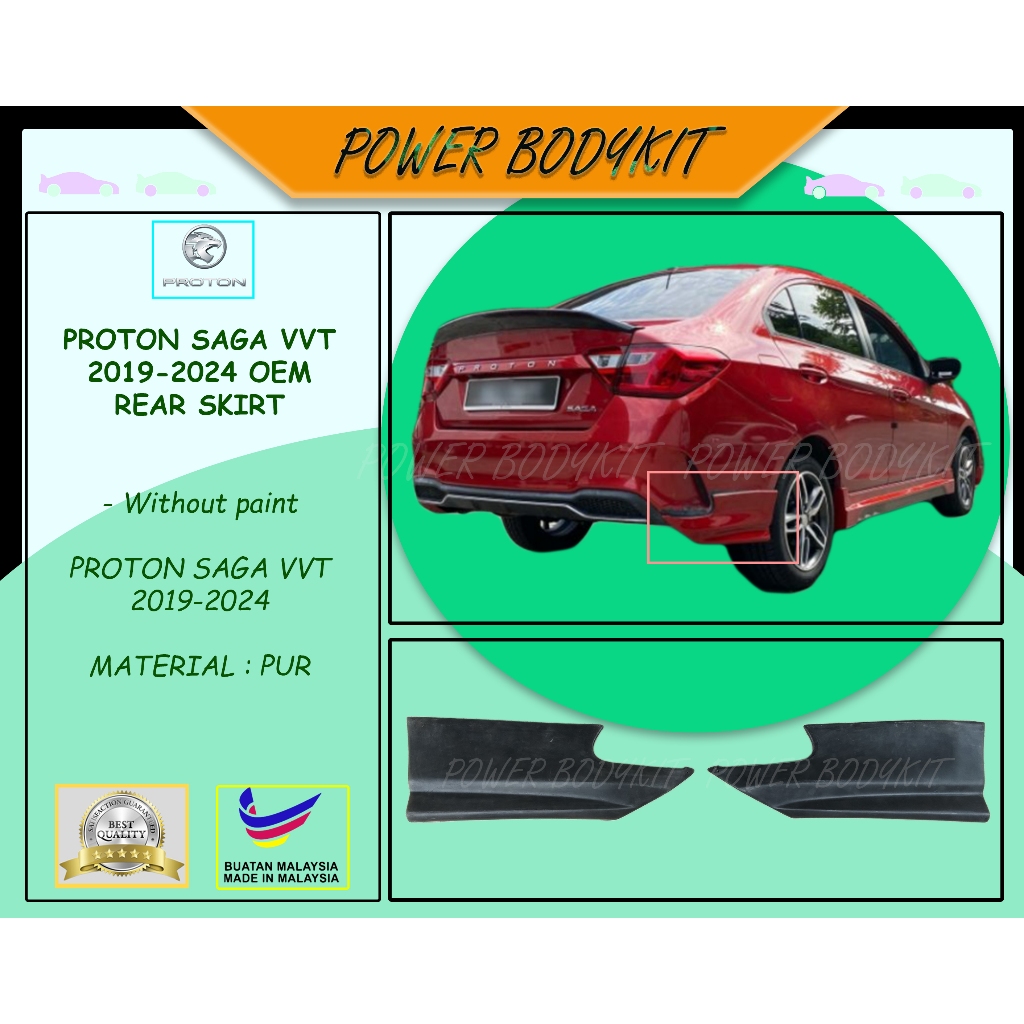 Proton Saga VVT 2019-2023 OEM Rear Skirt MC2 MC 2 Material PUR (Getah ...