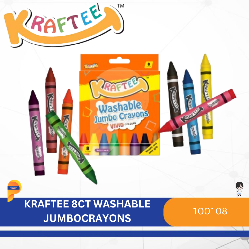 KRAFTEE 8CT WASHABLE JUMBO CRAYONS | Shopee Philippines