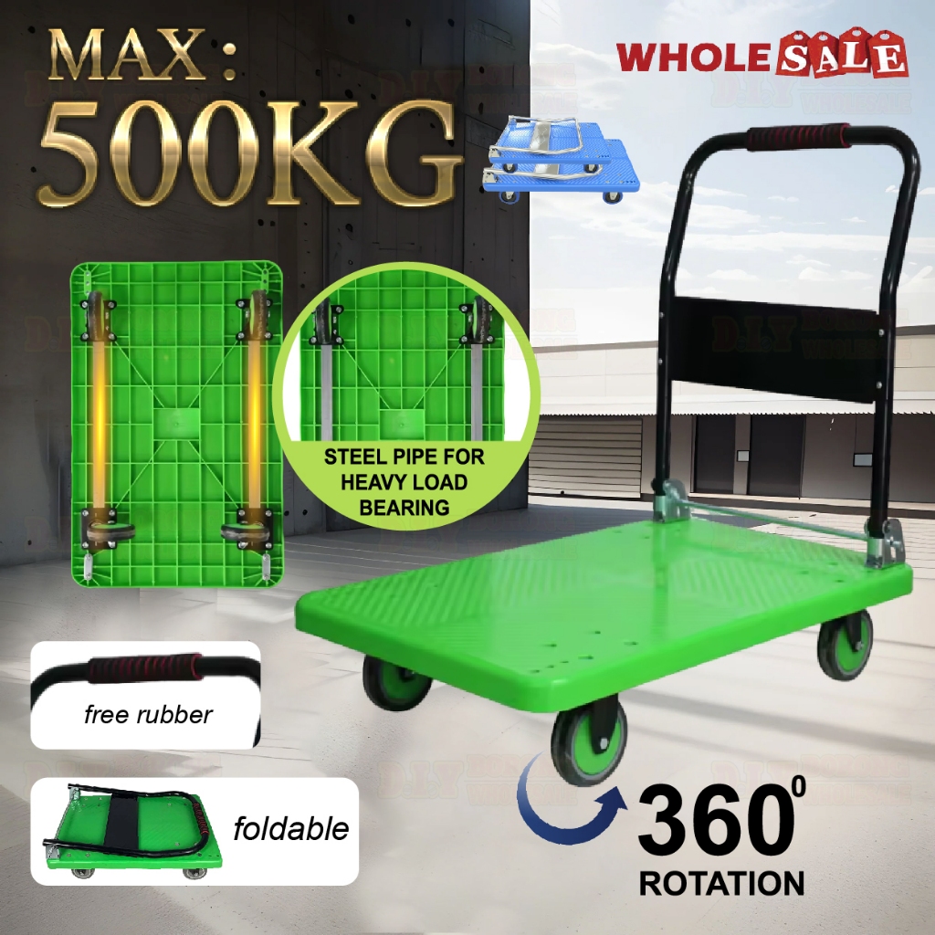 Super Heavy Duty Foldable Handle Platform Trolley 360 Rotation Wheel ...