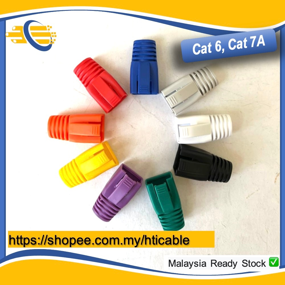 100pcs - HTI CAT 6A/CAT 7 RJ45 Rubber Boot / Modular Plug Cover / RJ45 ...