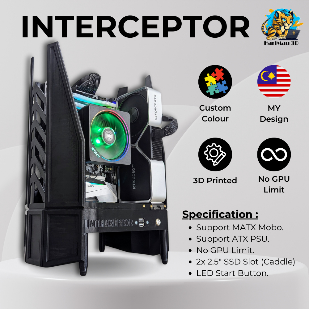 [ INTERCEPTOR ] MATX PC Frame / Case / Stand - PETG Material ( MATX ...