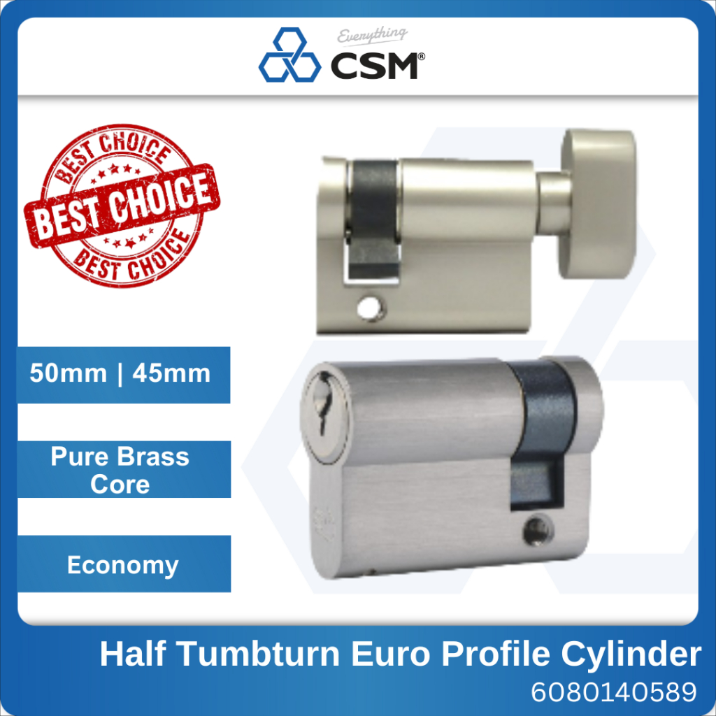 CSM Half Tumbturn Key Euro Profile Cylinder Lock Door 45mm 50mm | Shopee Philippines