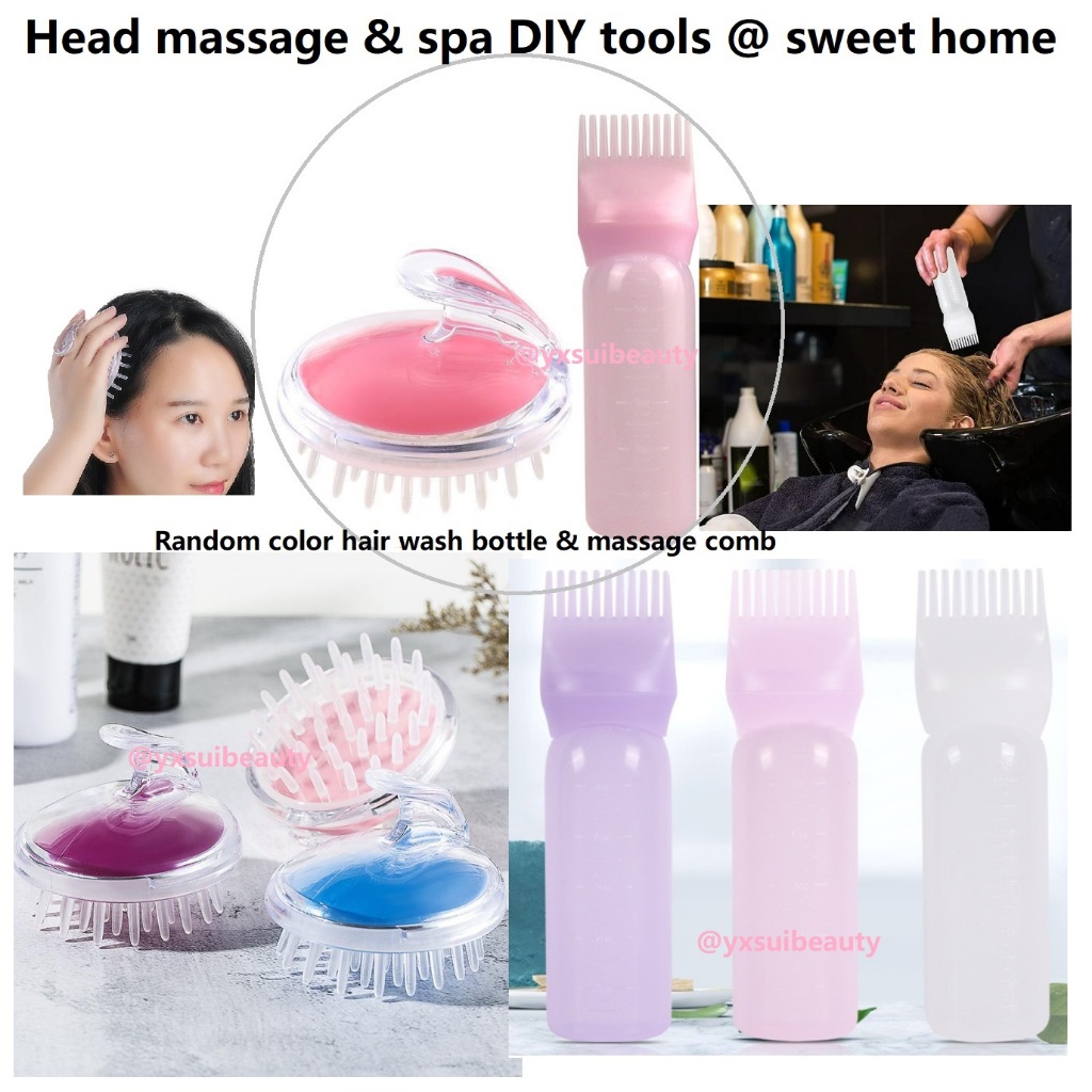 (combo set) Scalp Massage Brush Root Comb Hair Color Applicator Bottle ...