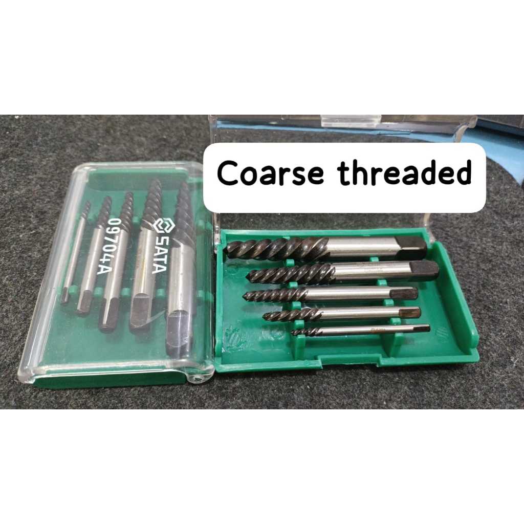 SATA 09704A COARSE THREADED SCREW EXTRACTOR SET 5PCS / SET 1-5 M3-M18 ...