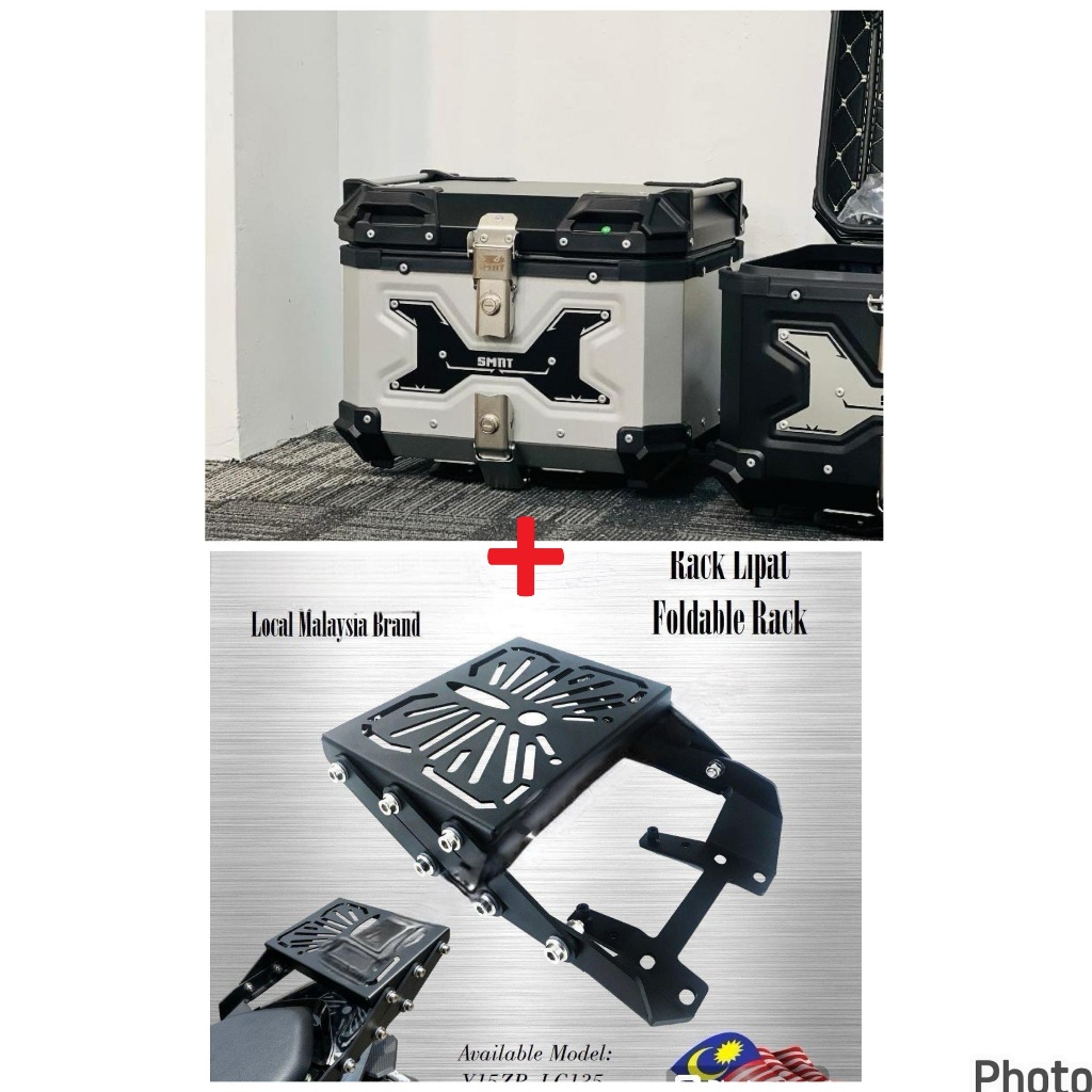 Monorack + Top Box 45Liter Silver Black Aluminium SMRT + JB Style Y15 ...