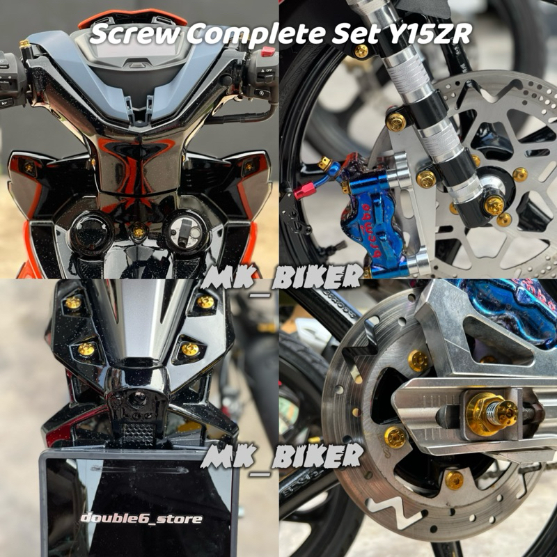 COMBO SET SKRU Y15ZR GOLD & TITANIUM COMPLETE Y15 SCREW EXHAUST INNER ...