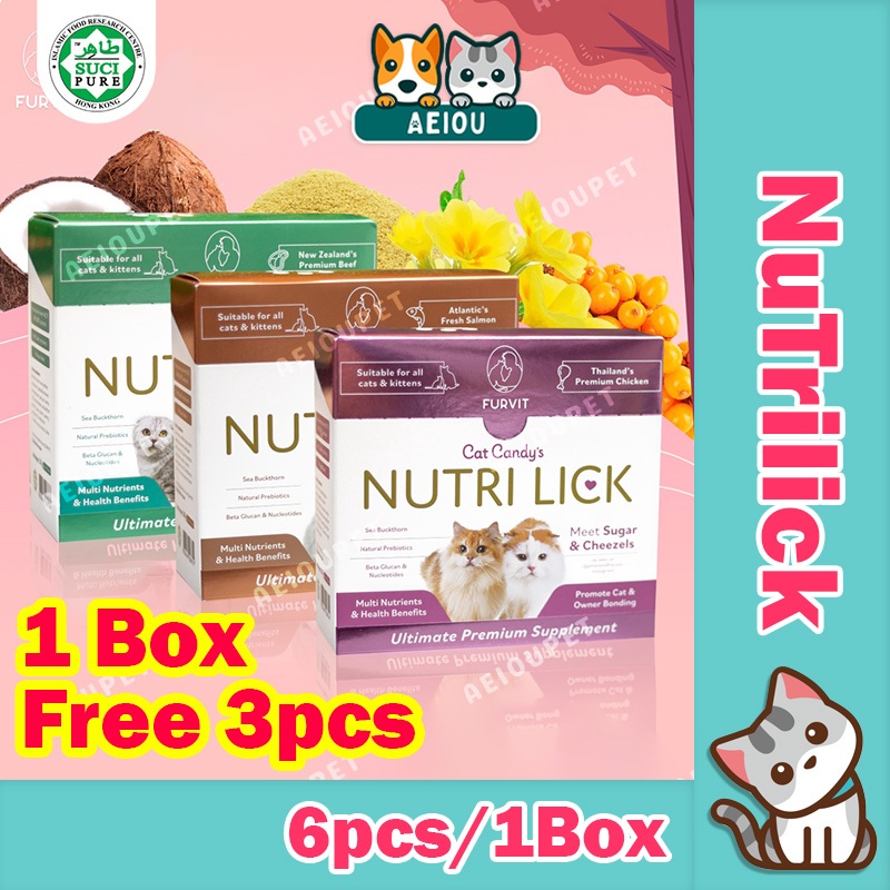 AEIOU 1Box Free 3pcs Furvit Cat Candy's Nutri Lick Premium Nutritional ...