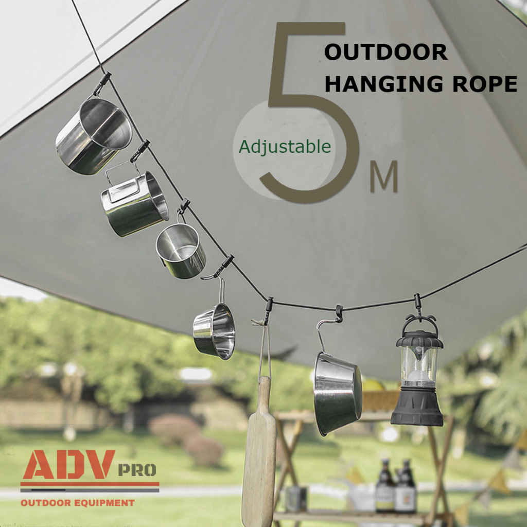 Outdoor 5M Hanging Rope Clothesline Camping Lanyard Flysheet Awning ...