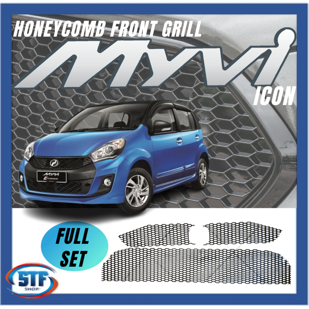 Perodua Myvi ICON Cut Honeycomb Grill Full Set Top Bottom | Shopee ...