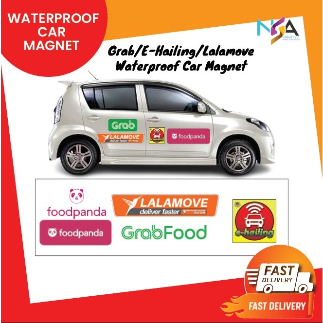 Can Print Your Logo. Sticker Magnet Pintu Kereta Vehicle Stiker Grab ...