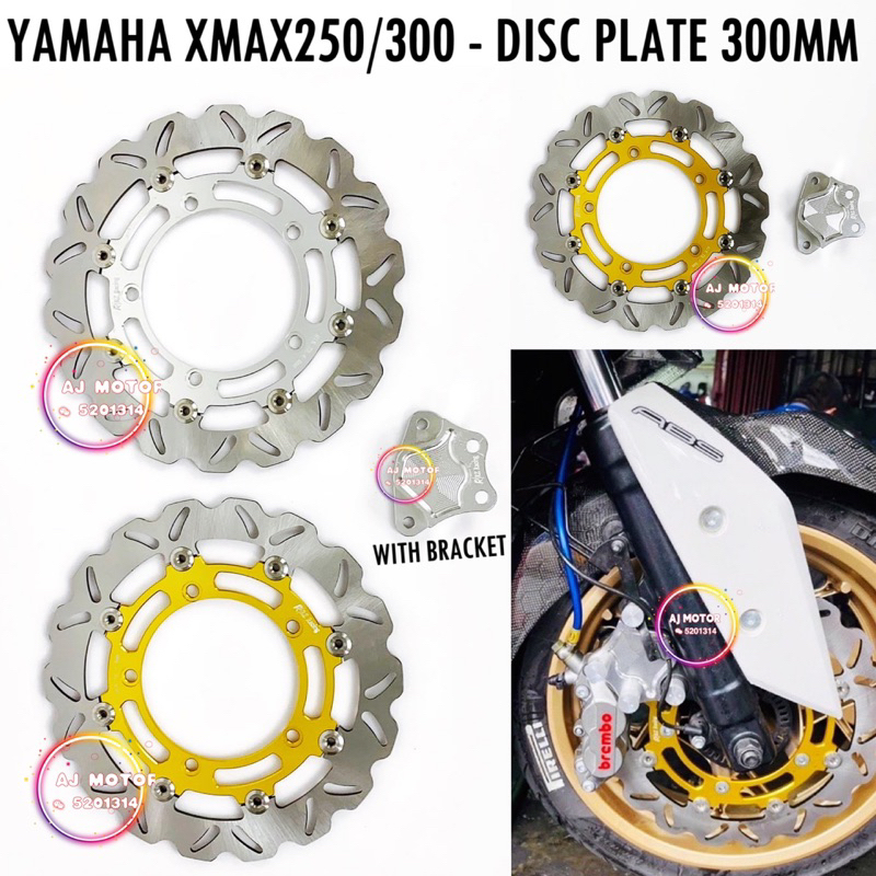 YAMAHA XMAX250 XMAX300 FRONT CNC DISC PLATE 300MM FLOATING WITH BRACKET ...