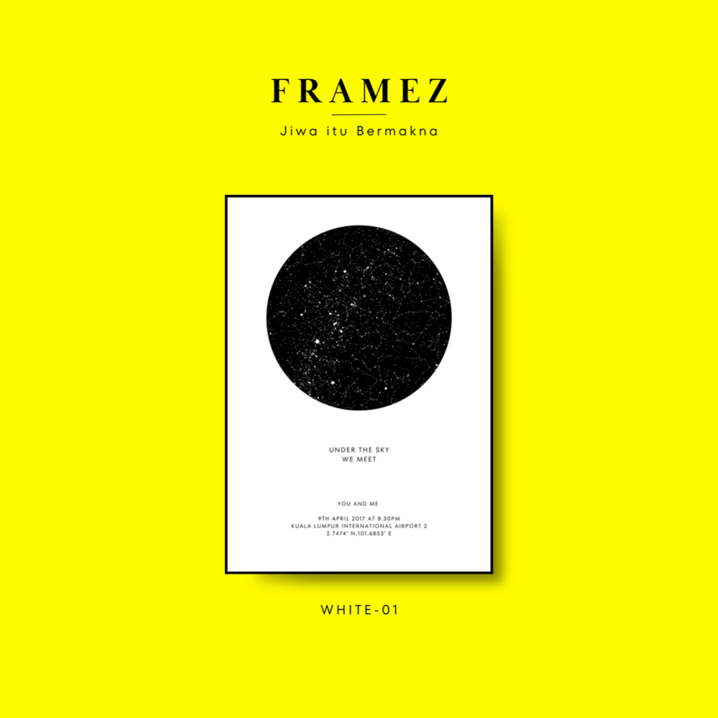 FRAMEZ - Under The Sky A3 White, Star Map Constellation, Anniversary ...