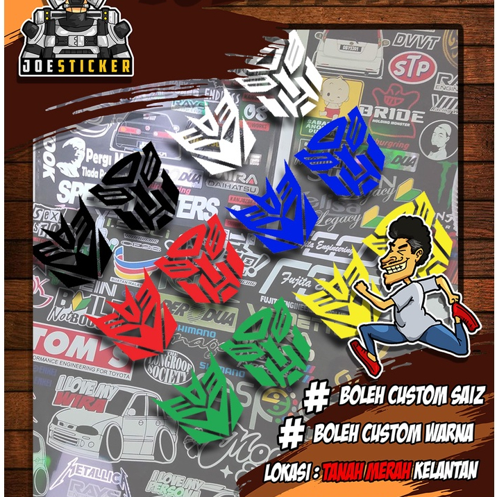 STICKER LOGO TRANSFORMERS AUTOBOT/DECEPTICON SAIZ 4 INCI | Shopee ...