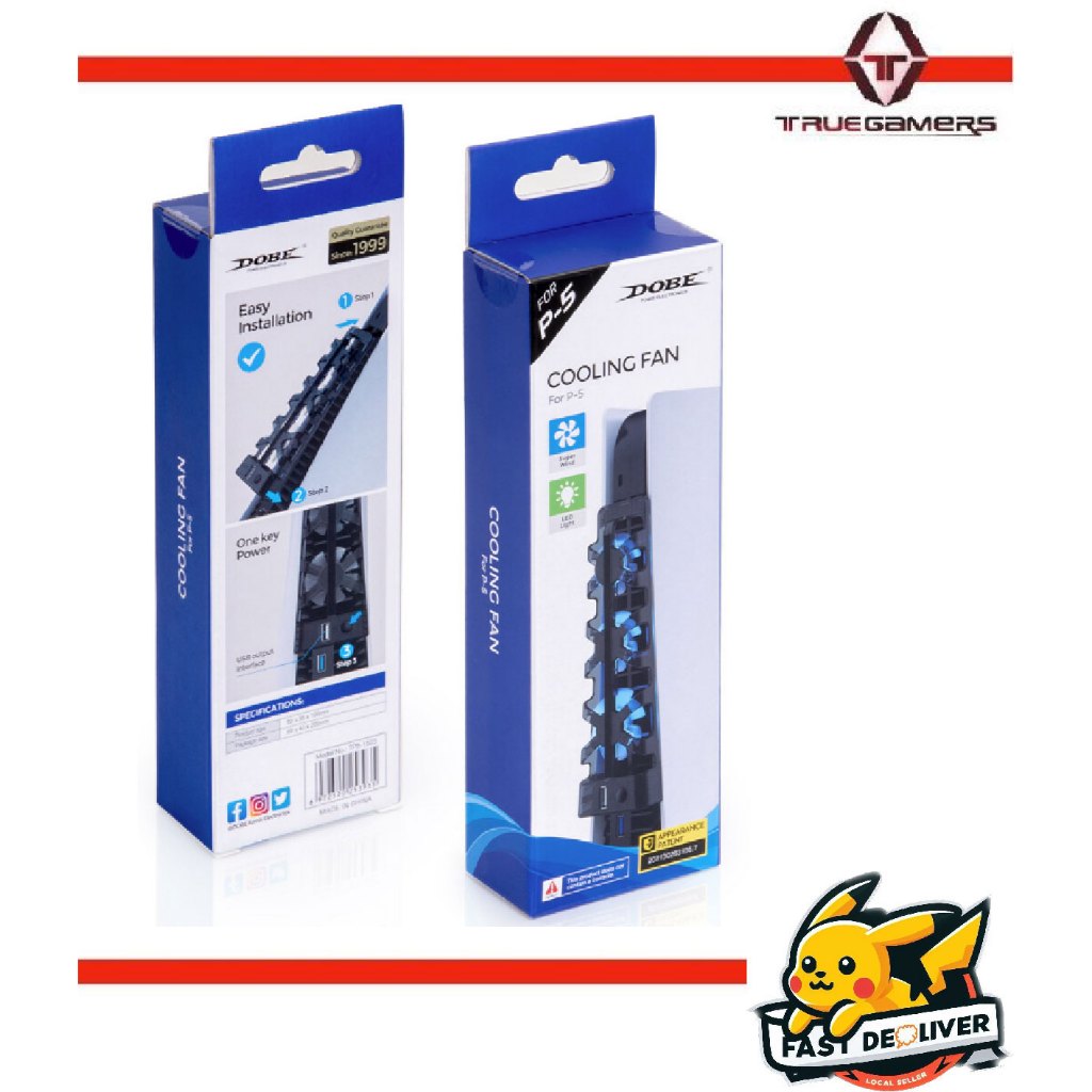 PS5 Digital/Physical Dobe Three 3 High Speed Fan Blue LED Lightning ...