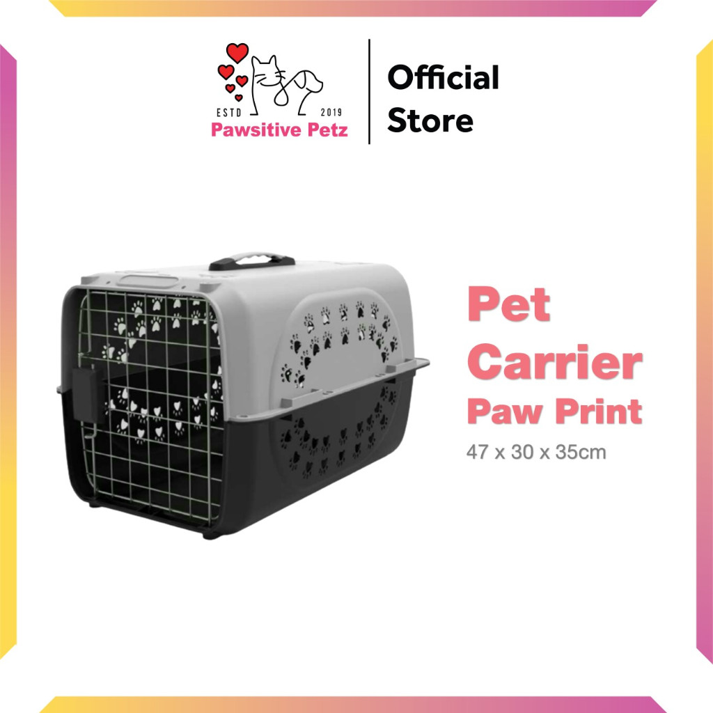 Pet Carrier Cat Carrier with Secure Metal Bolt Screw - Paw Print Pet ...