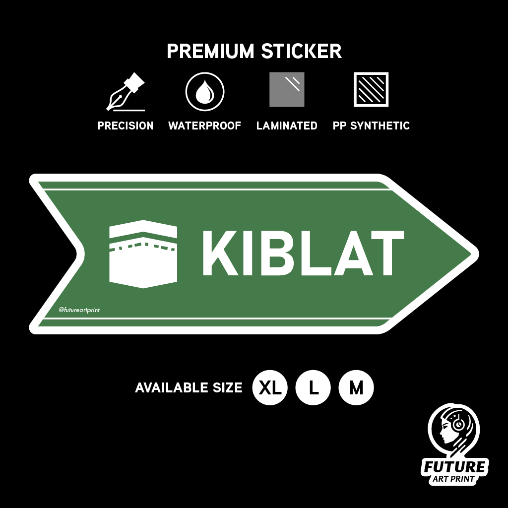 Kiblat. Premium Sticker Sign Notice Signage. Arrow Direction. Muslim ...