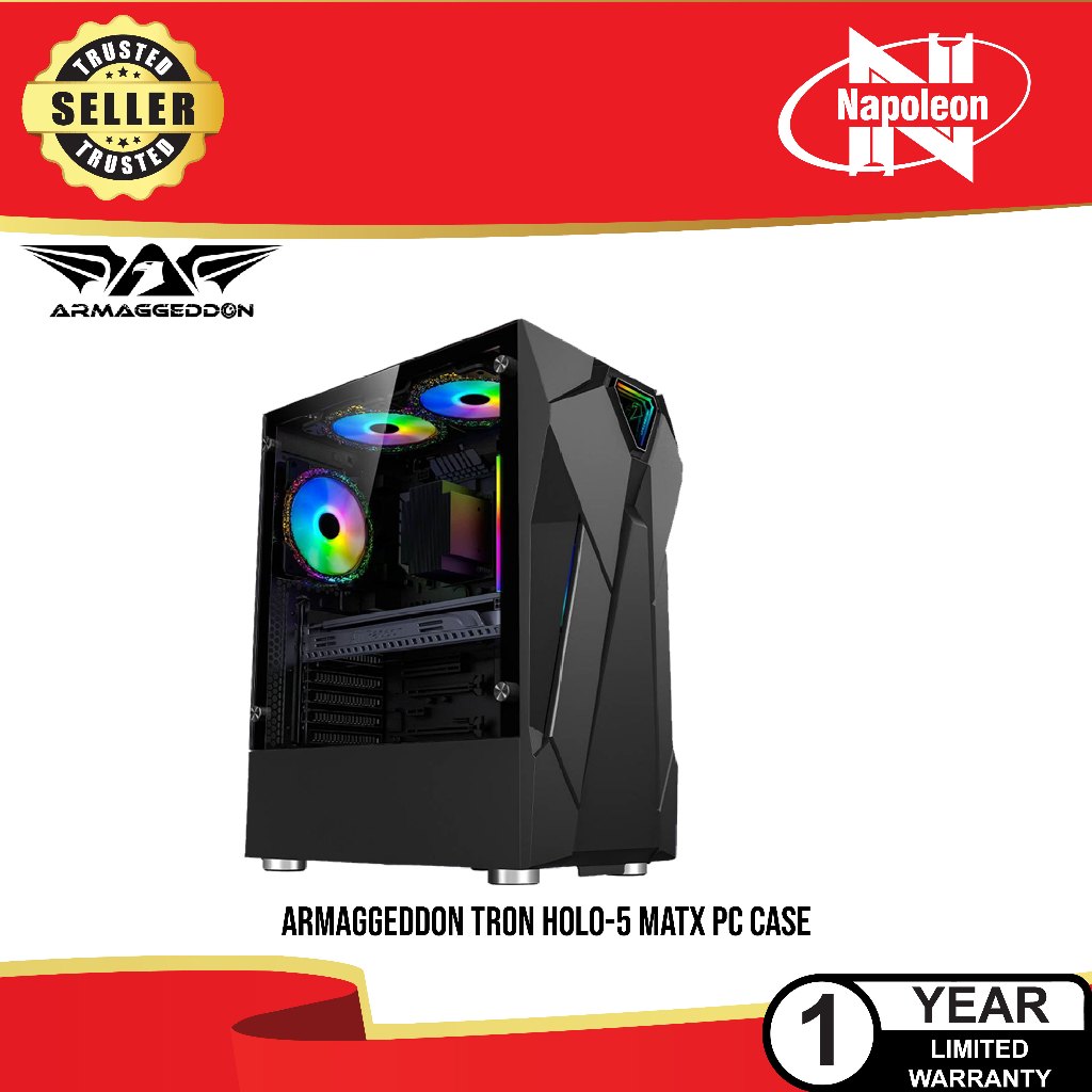 ARMAGGEDDON TRON HOLO-5 MATX PC CASE (FREE 3 RGB FANS) | Shopee Philippines