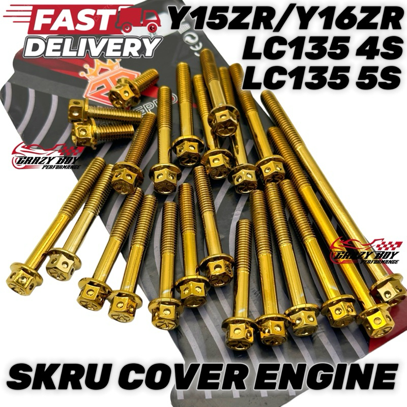 SKRU COVER ENGINE SET GOLD YAMAHA Y15ZR / Y16ZR / LC135 4S / LC135 5S ...