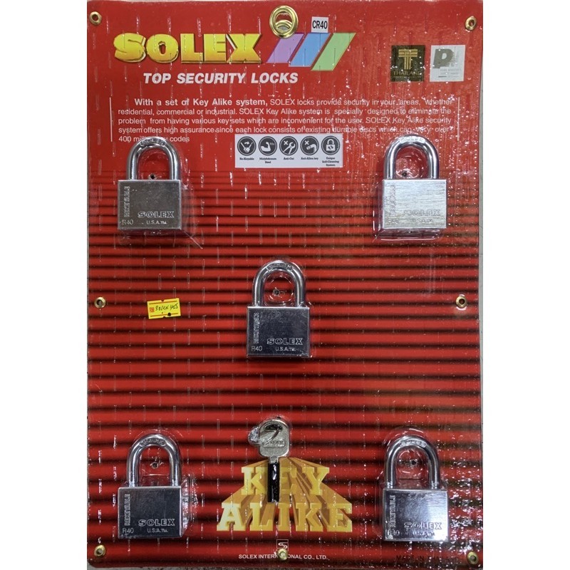SOLEX PADLOCK SET PAD LOCK 50MM X 5 PCS (KEY-ALIKE) | Shopee Philippines