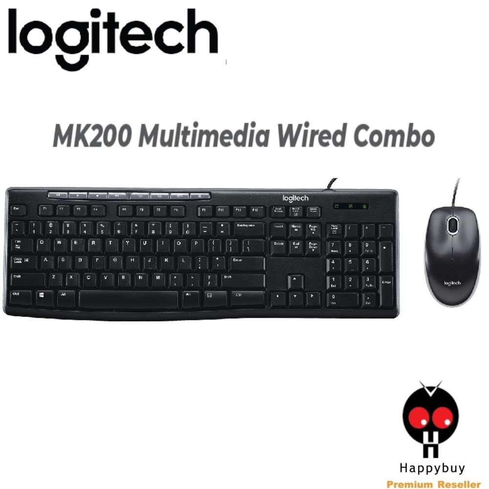 Logitech MK200 Multimedia Wired Keyboard & Mouse Combo Desktop | Shopee ...
