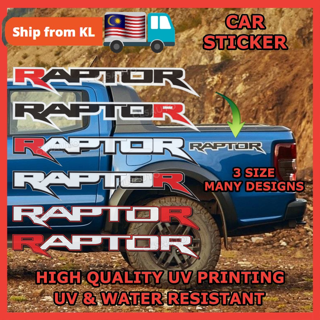 Raptor Sticker Body Side Rear Left Right Door Trunk Car Decal Pelekat ...