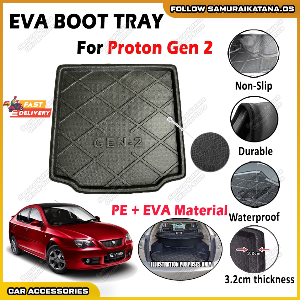 For Proton Gen2 EVA Copolymer Car Gen-2 Boot Tray Luggage Cargo Trunk ...