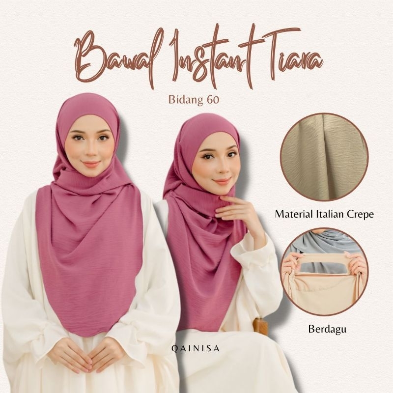 Bawal Tiara Tudung Instant Hijab Travel Friendly Tudung Malas | Shopee ...