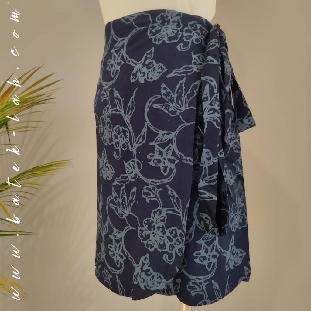 Batik Wrap Skirt (Short) - Hand- Stamped Handmade Batik - Batik Pudding ...