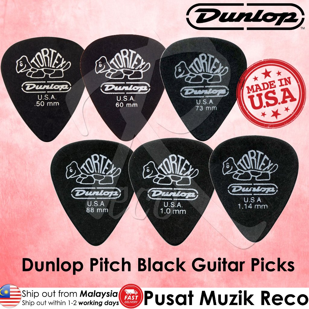Dunlop 488 Tortex Pitch Black Standard Guitar Pick Pemetik Gitar ...