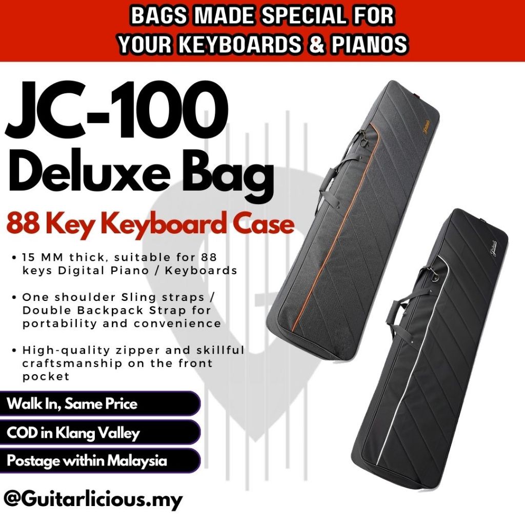 Deluxe 88 Keys Keyboard Bag / Soft Case / Backpack (JC-100) with 15mm Thick Padding (139cm x ...