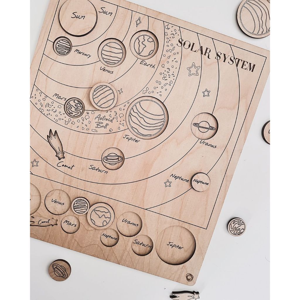 Wooden Solar System Puzzle Planets for Kids Children Preschool Learning ...