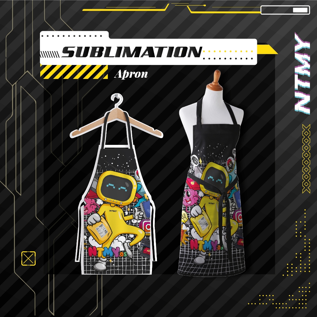 NTMY.os Custom Sublimation Apron Custom Design Sendiri Full Printing ...