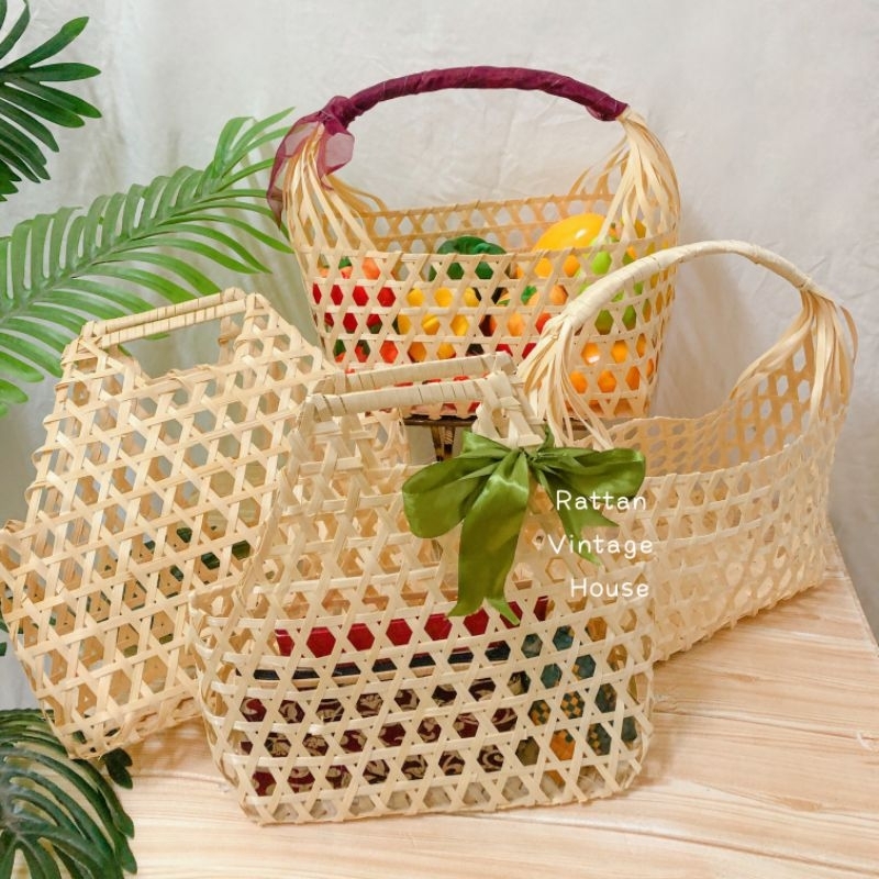 (Rattanvintage) Bamboo Basket Hamper Basket Basket Goodies Souvenir ...
