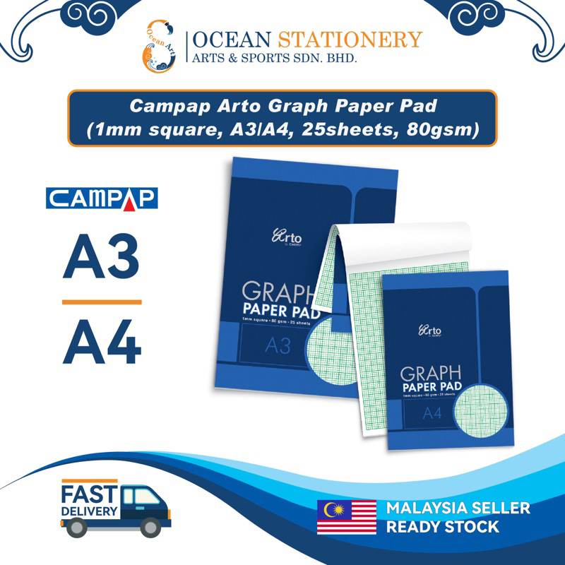 Campap Graph Paper A3/A4 1mm square 80gsm 25sheets | Shopee Philippines